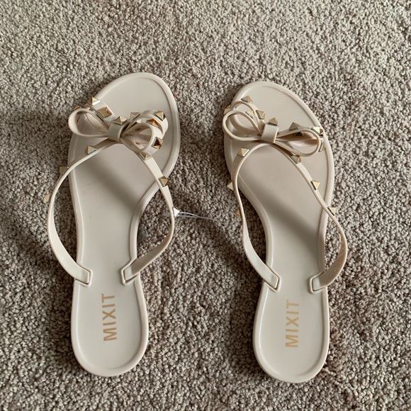 Mixit | Shoes | Mixit Nude Studded Bow Sandals | Poshmark